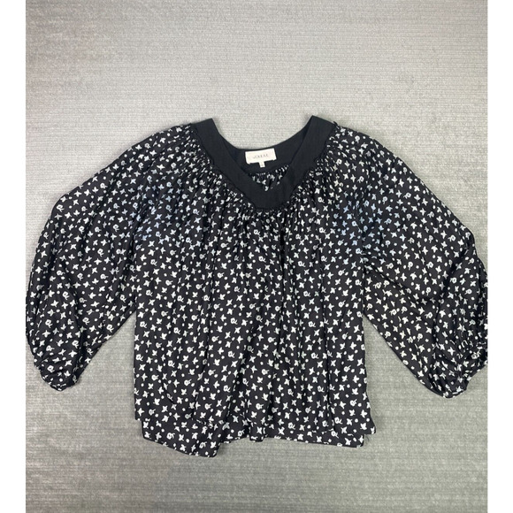 THE GREAT. | Tops | The Great Top Women L3 Black Silk Flowy Leaf Print ...